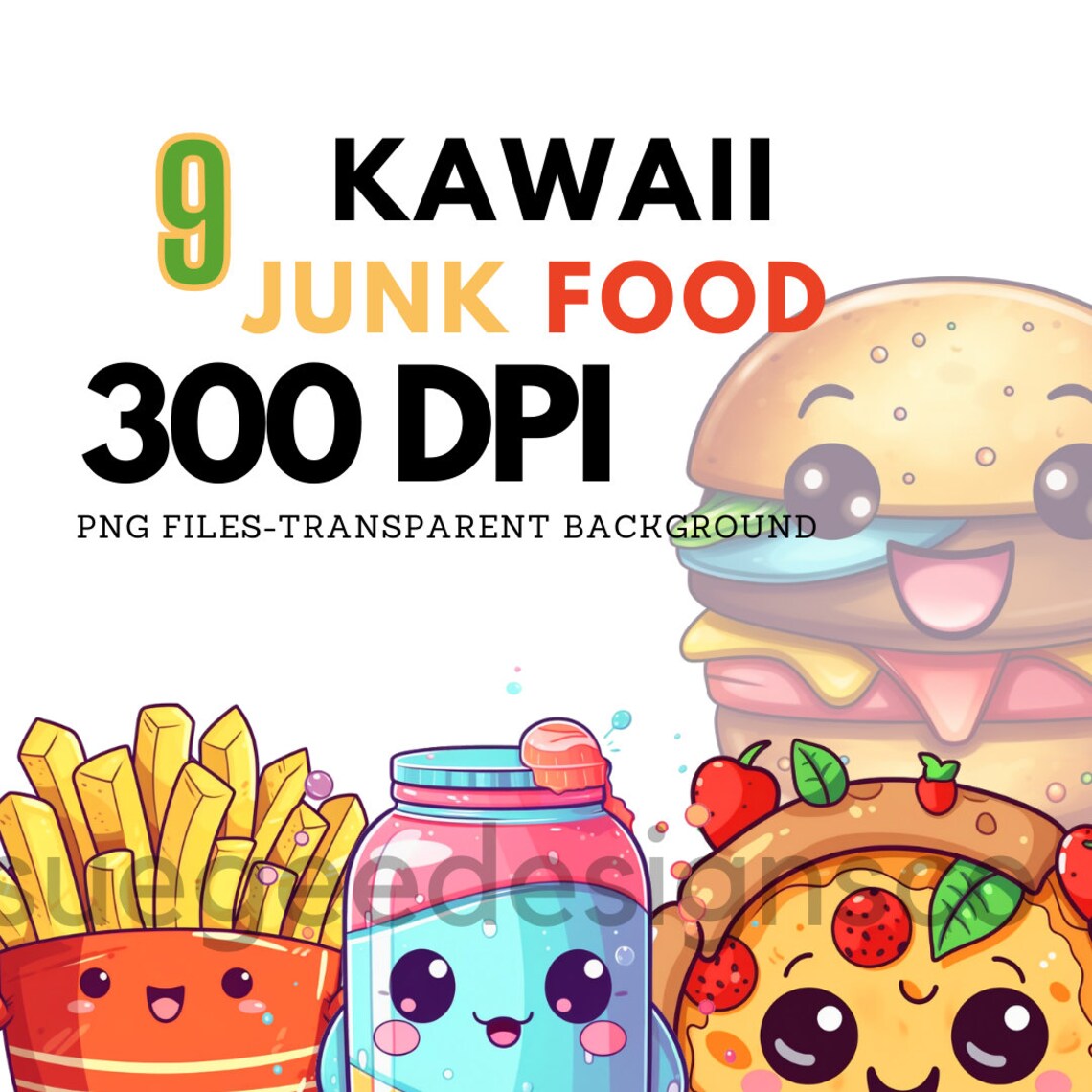 9 High Quality Kawaii Junk Food Clipart Set Digital Bundles - Etsy