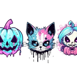 Pastel Halloween Kawaii Goth PNG Clipart Set,png Digital Bundles ...