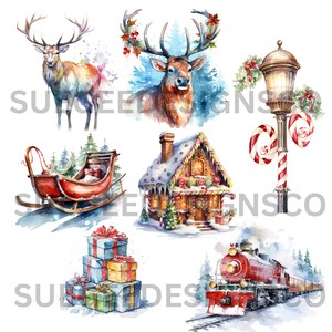 Christmas North Pole PNG, Watercolor Clipart Bundle,digital Planner ...