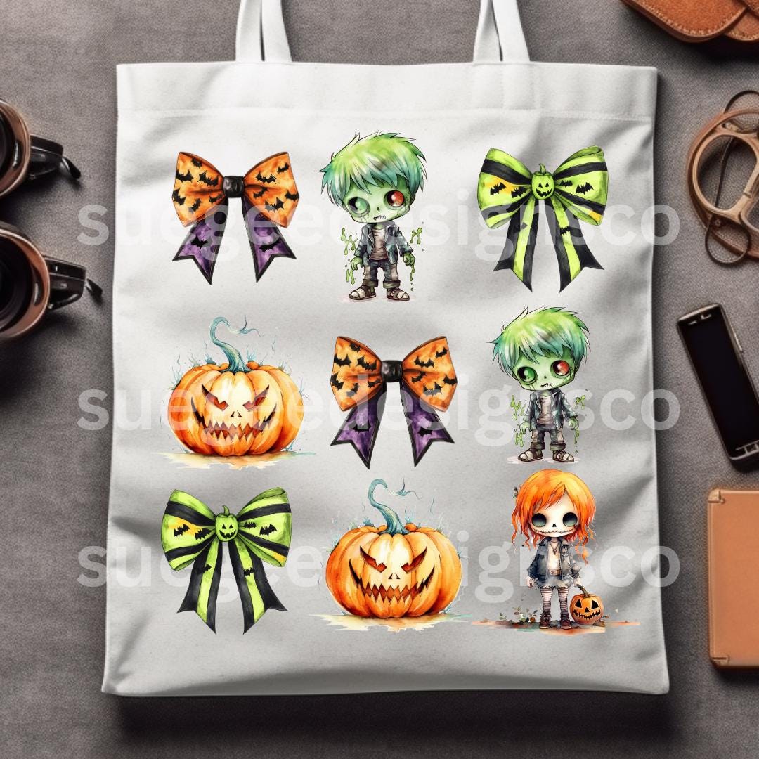 Halloween Coquette Bow 6 Designs, Clipart, Zombie Collage, Spooky ...
