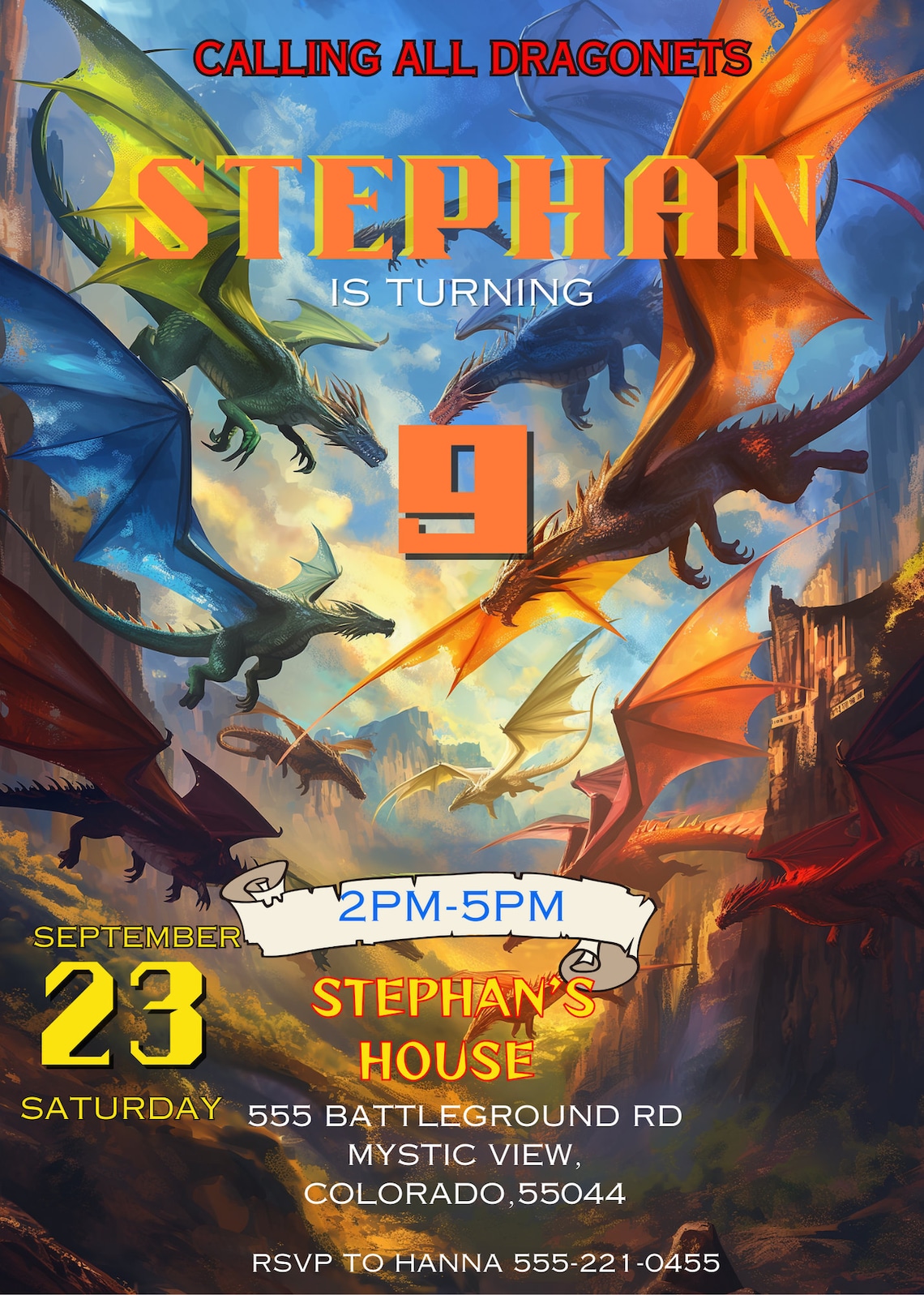 Wings of Fire Birthday Invitation Editable Template,wof Dragon Book ...