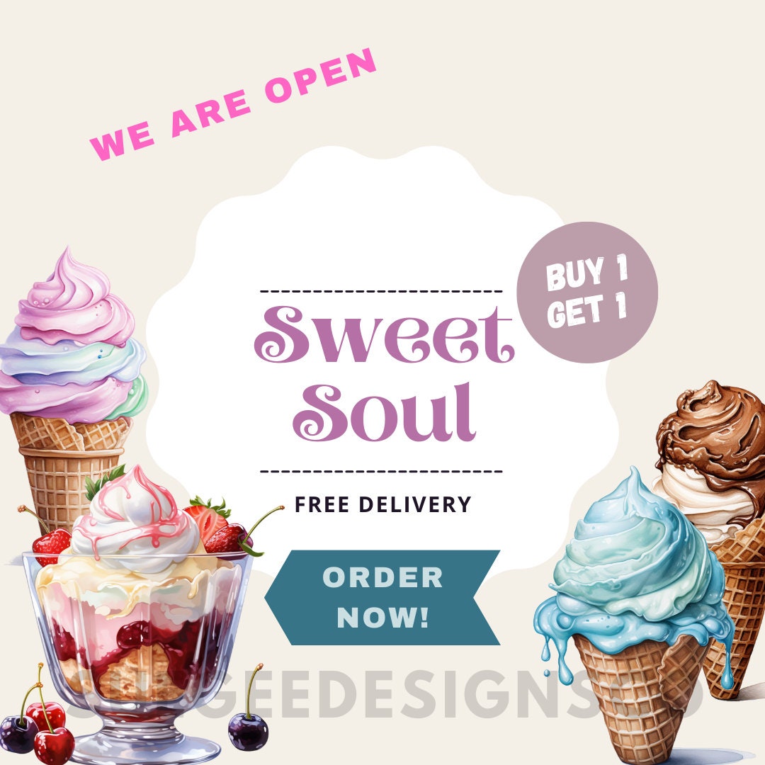 Watercolor Ice-cream Elements Clipart Bundle, Ice-cream, Sundae Clipart ...