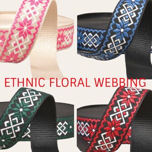 ETHNIC FLORAL WEBBING 38mm 4 Colours Available - Etsy