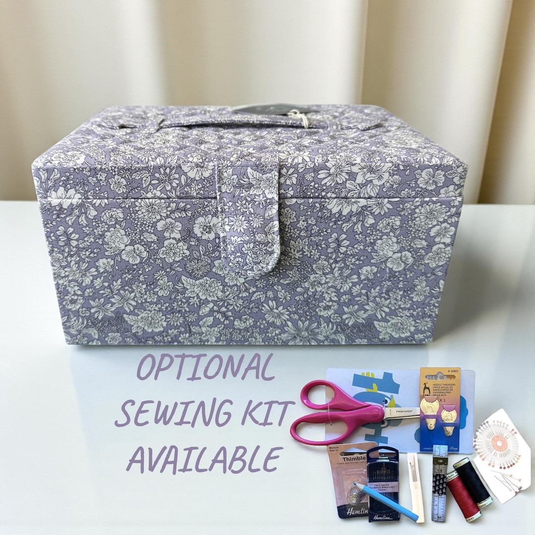 Liberty Sewing Box in Lilac & White Floral Cotton Print With Optional ...