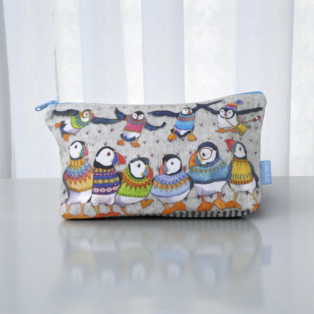 Puffin Design Zipped Pouch: Knitting, Sewing & Craft Storage by Emma ...