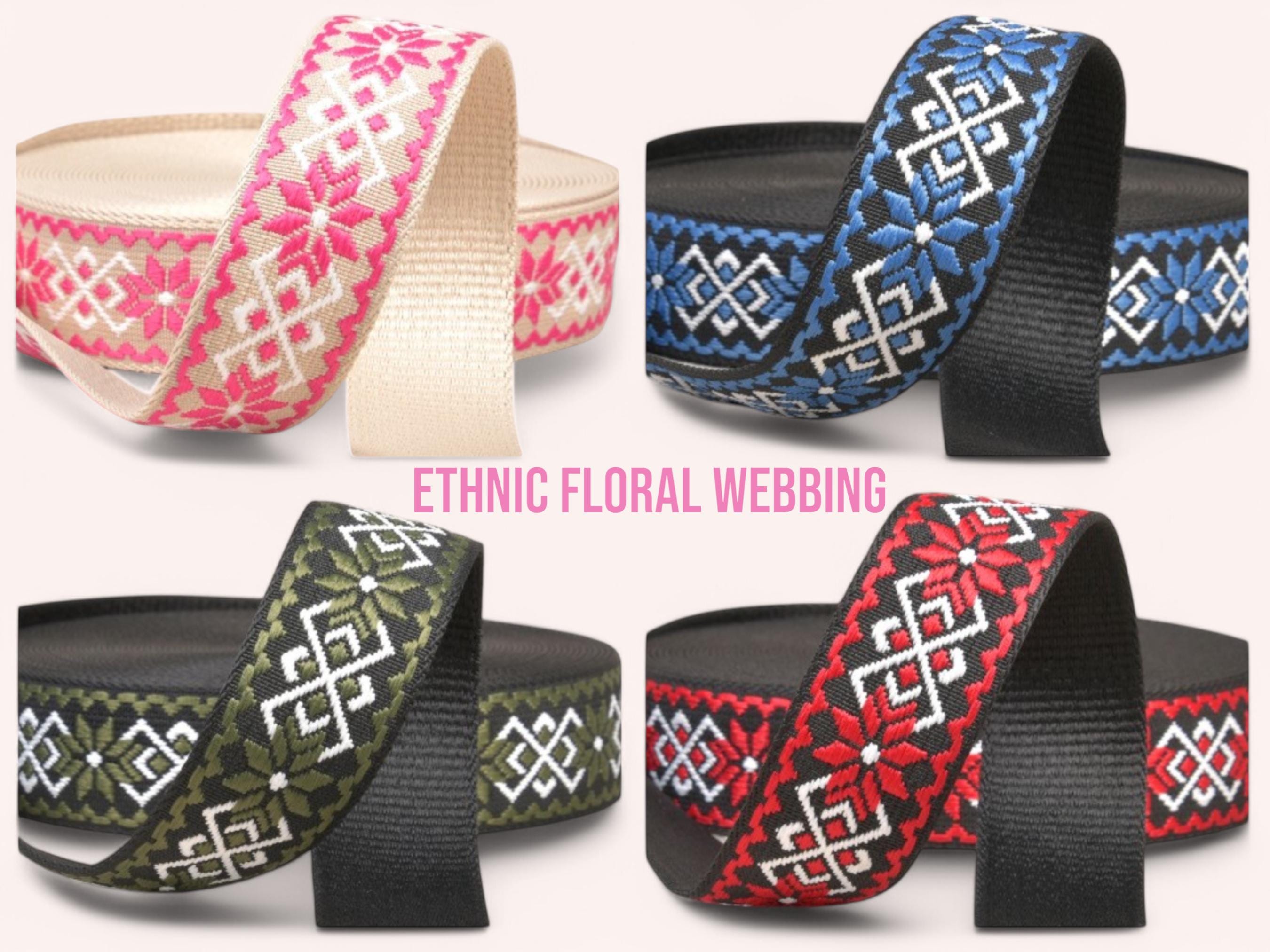 ETHNIC FLORAL WEBBING 38mm 4 Colours Available - Etsy