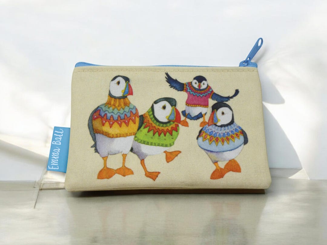 ZIPPED PURSE Woolly Puffins Design by Emma Ball - Etsy