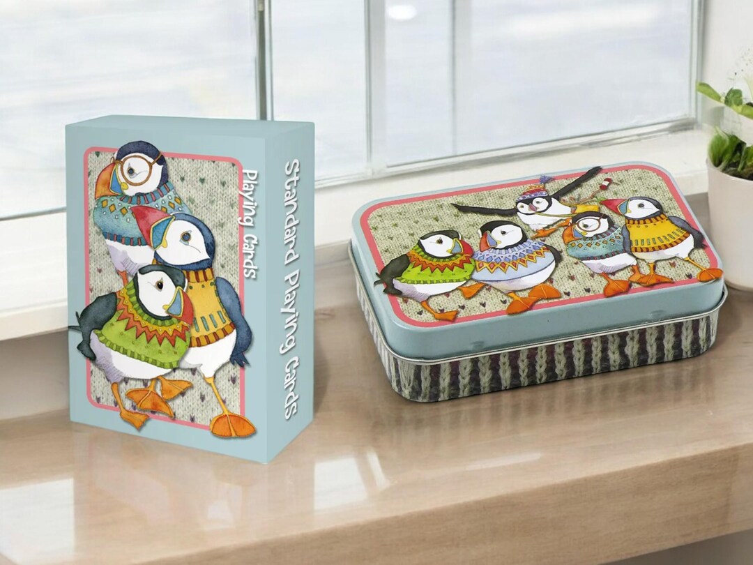 WOOLLY PUFFINS Playing Cards With a Storage Tin - Etsy