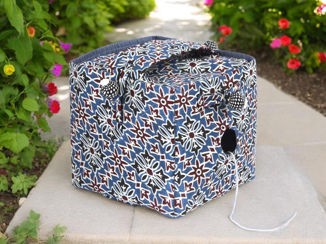 Lantern Moon KNIT OUT BOX. Luxurious Yarn Storage Box Ajrak Design - Etsy