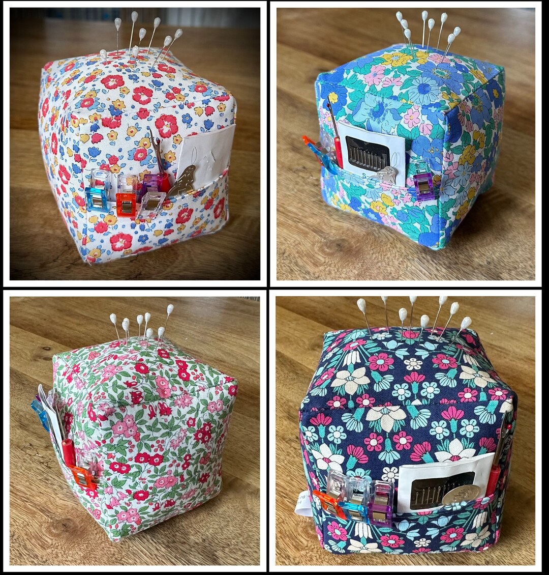 LIBERTY PIN CUSHION Cube Shaped With Side Storage Pockets. Choice of ...