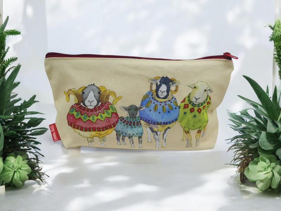 ZIPPED POUCH 'sheep in Sweaters' Design Fun Sheep Ideal Storage for ...
