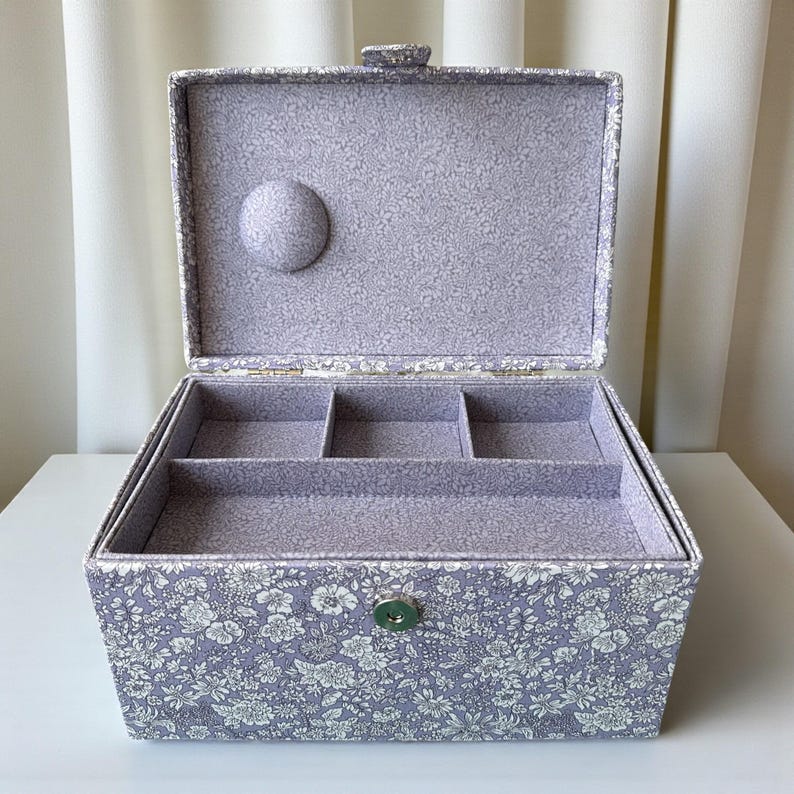 Pretty Liberty Sewing Box in Lilac & White Floral Cotton Print - Etsy