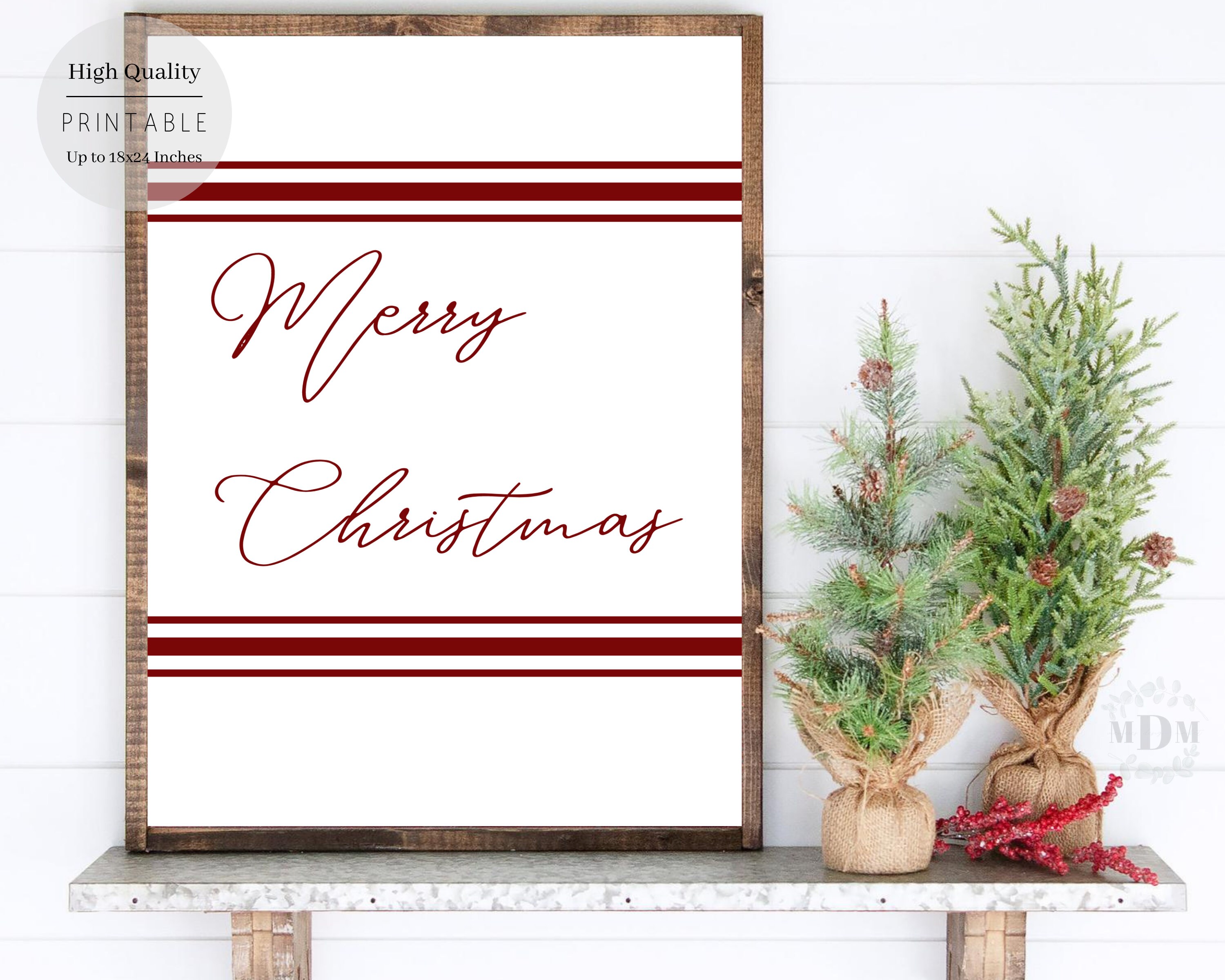 Farmhouse Merry Christmas Printable Sign: Holiday Wall Decor (digital ...