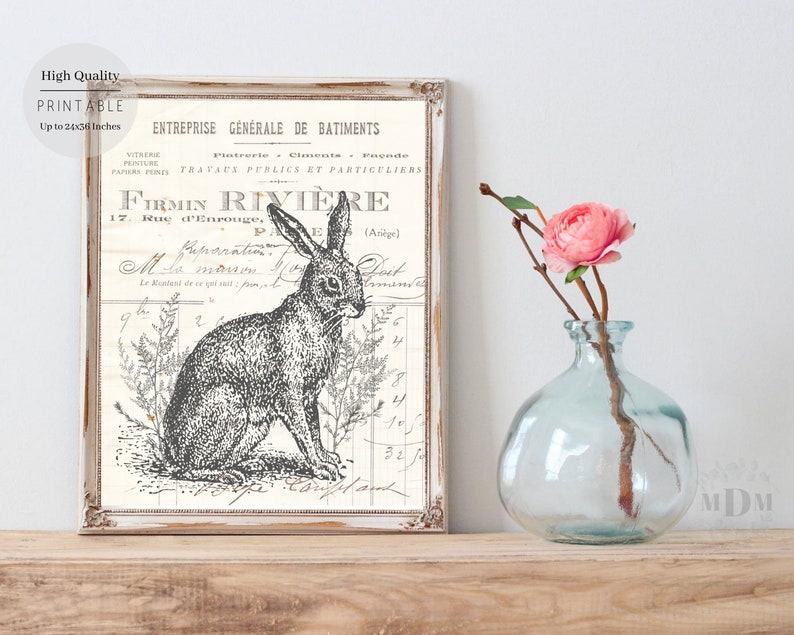 Easter Printable Wall Art Bunny Print Easter Decor Easter - Etsy