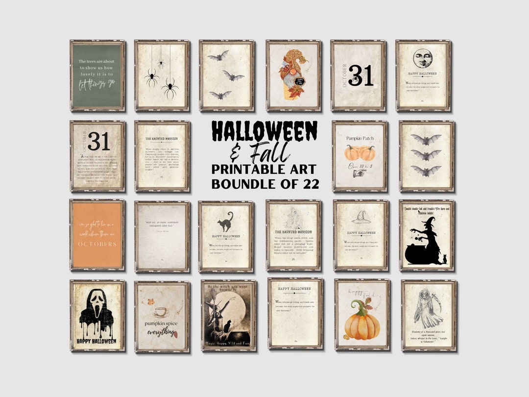Halloween Printable Art Bundle,halloween Gallery Wall Art, Set of 22 ...