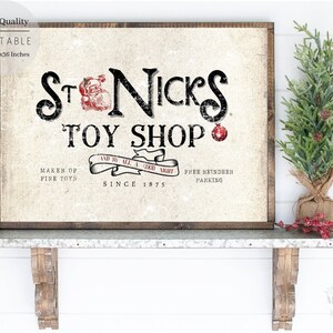 Christmas Printable, Rustic Christmas Wall Decor, Santa's Toy Shop ...