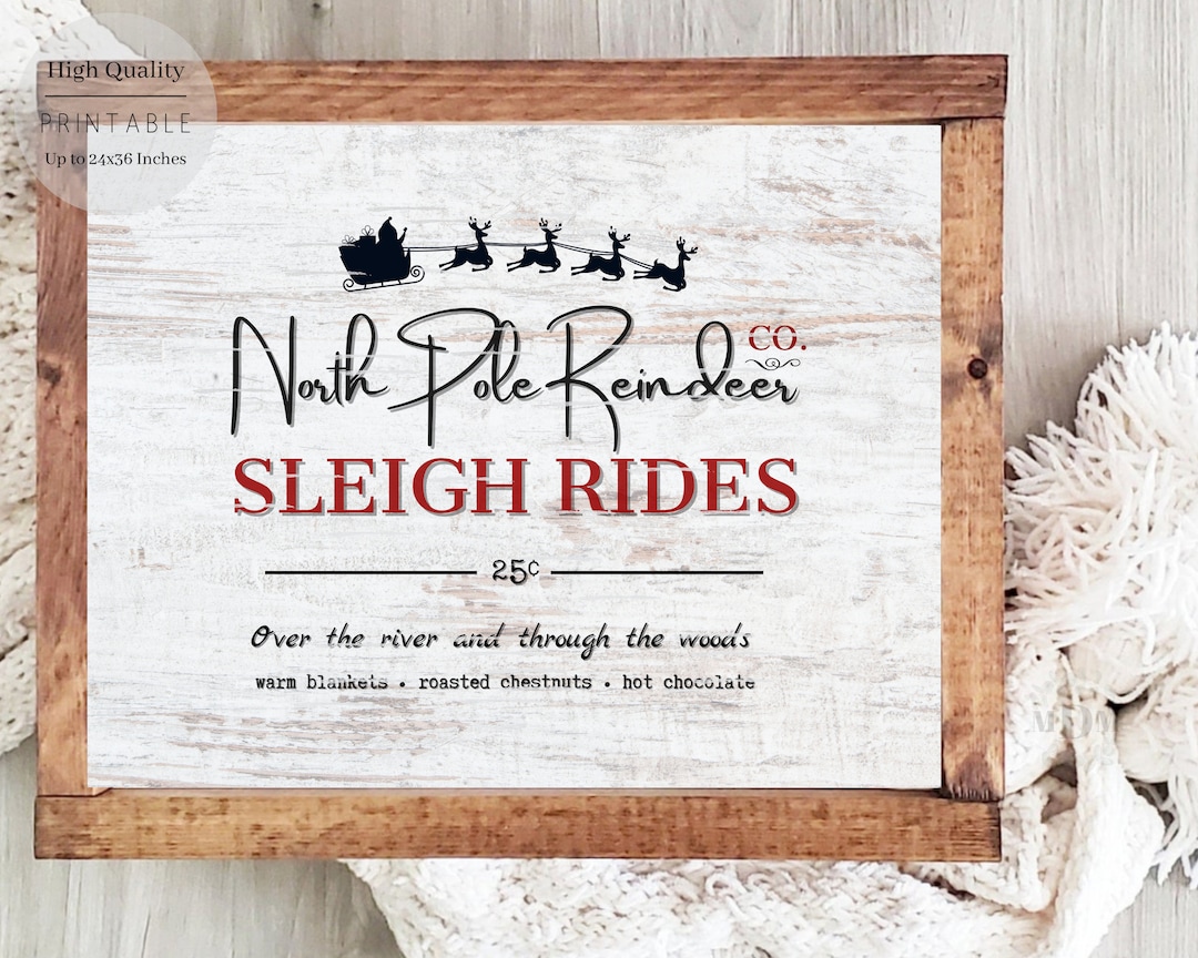 Christmas Printable,reindeer Sleigh Rides,christmas Wall Decor, Holiday ...
