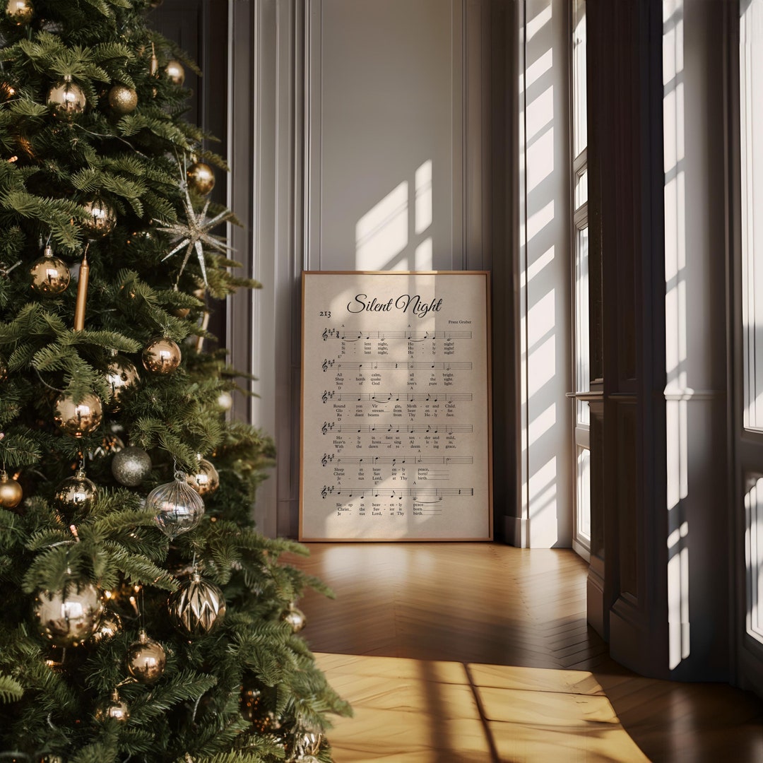 Silent Night Printable: Vintage Christmas Song Wall Art (digital ...