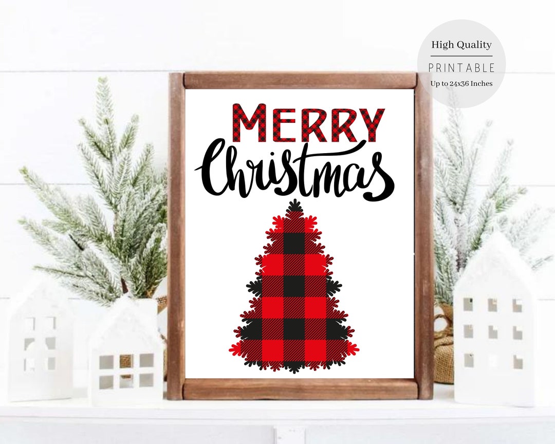 Buffalo Plaid Christmas Printable, Red & Black Chritmas Decor ...