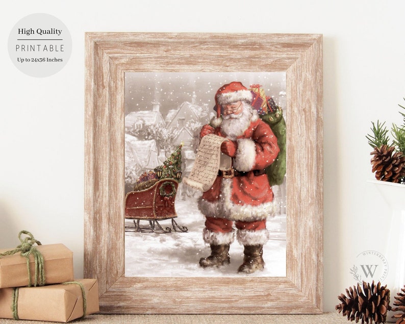Printable Christmas Wall Art Santa Print Christmas Decor - Etsy