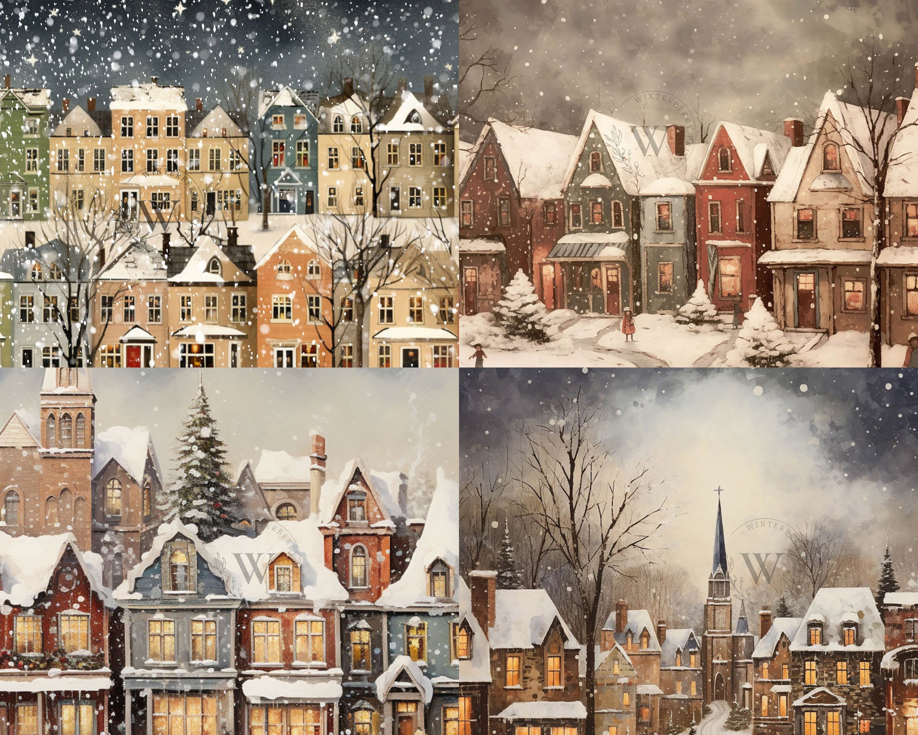 Vintage Christmas Village Gift Tags: Printable Holiday Set (digital ...