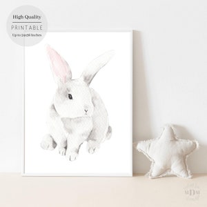 Bunny Print Set of 2, Nursery Wall Art Decor, Bunny Rabbit, Nursery ...