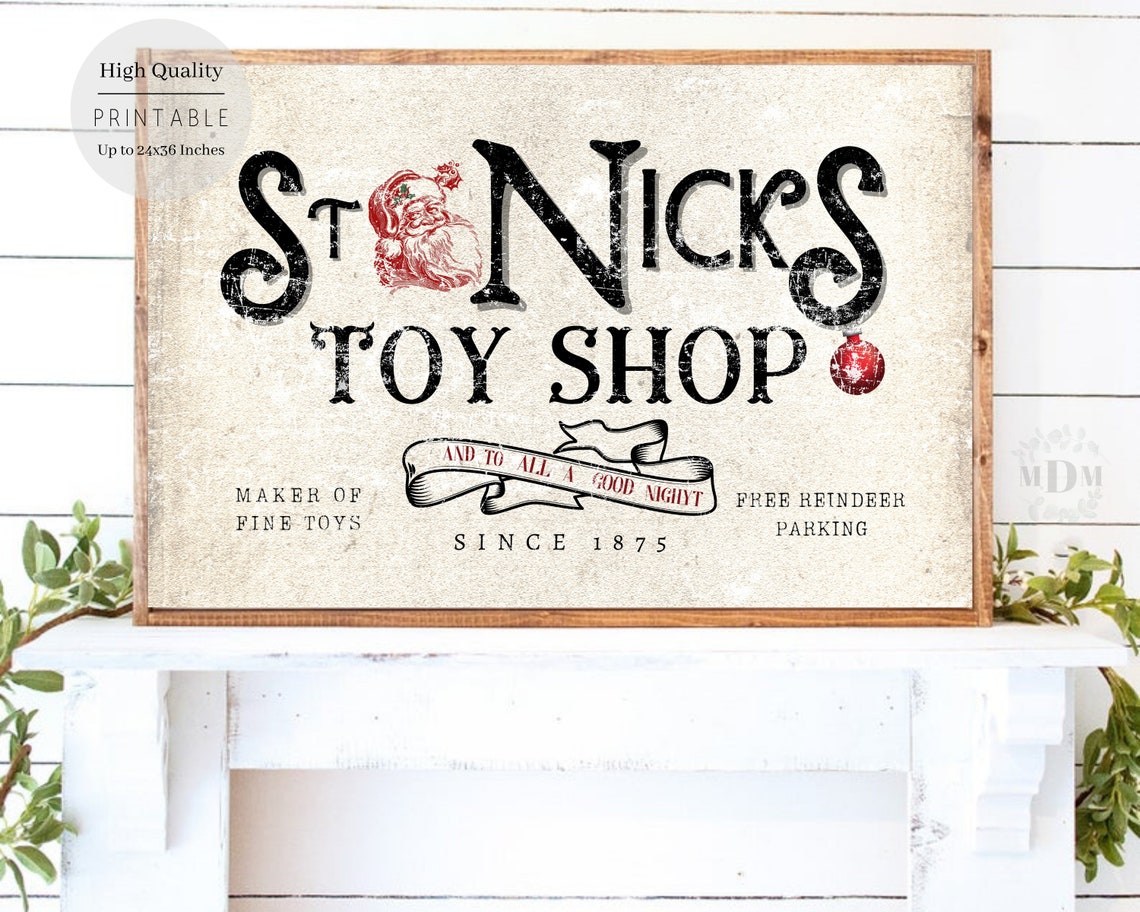 Christmas Printable Rustic Christmas Wall Decor Santa's | Etsy