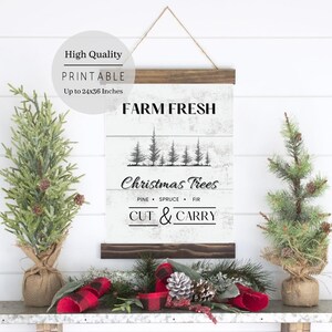 Christmas Printable Farm Fresh Christmas Tree Sign Christmas - Etsy