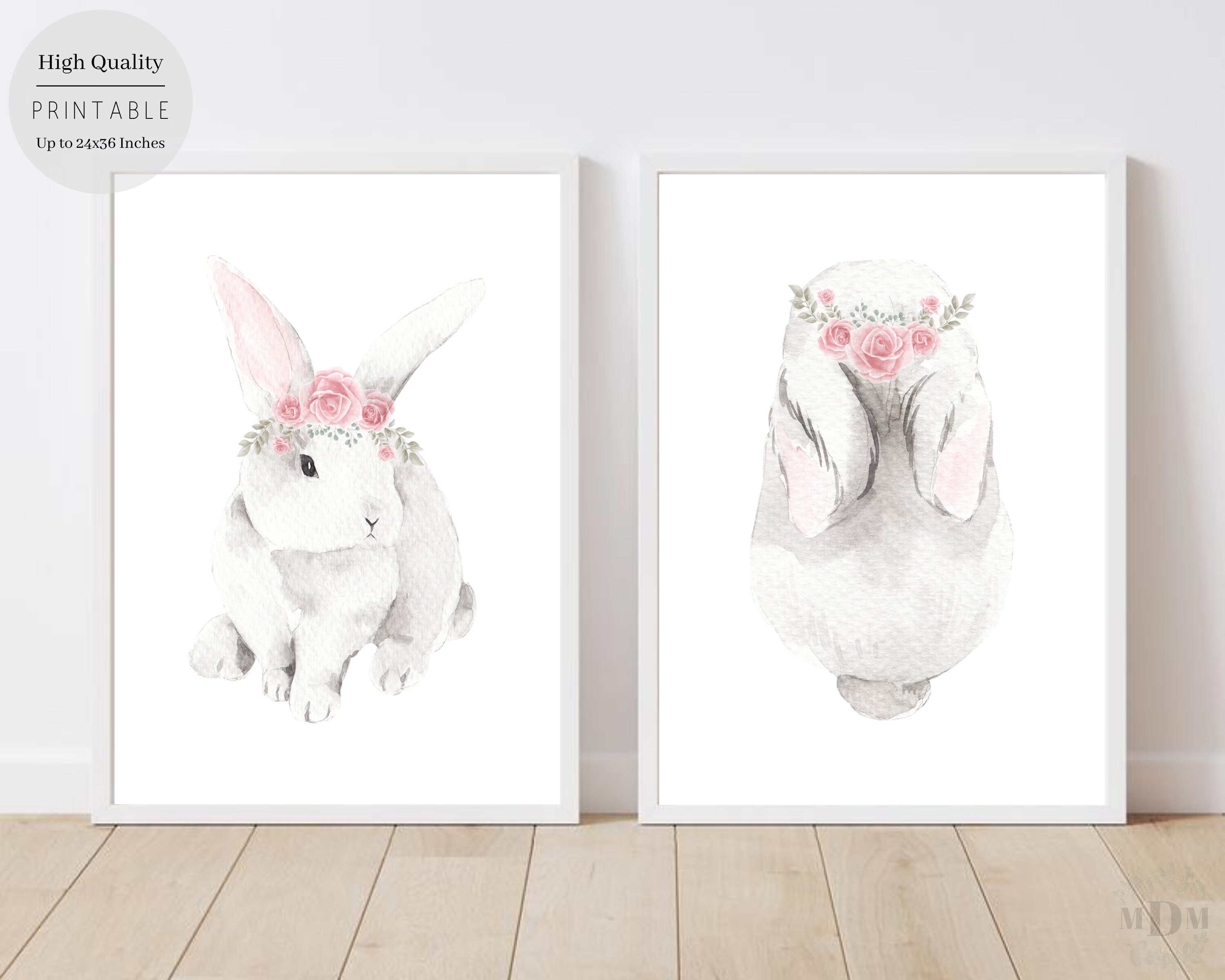 Nursery Wall Art Decor Bunny Rabbit Nursery Animal Prints | Etsy