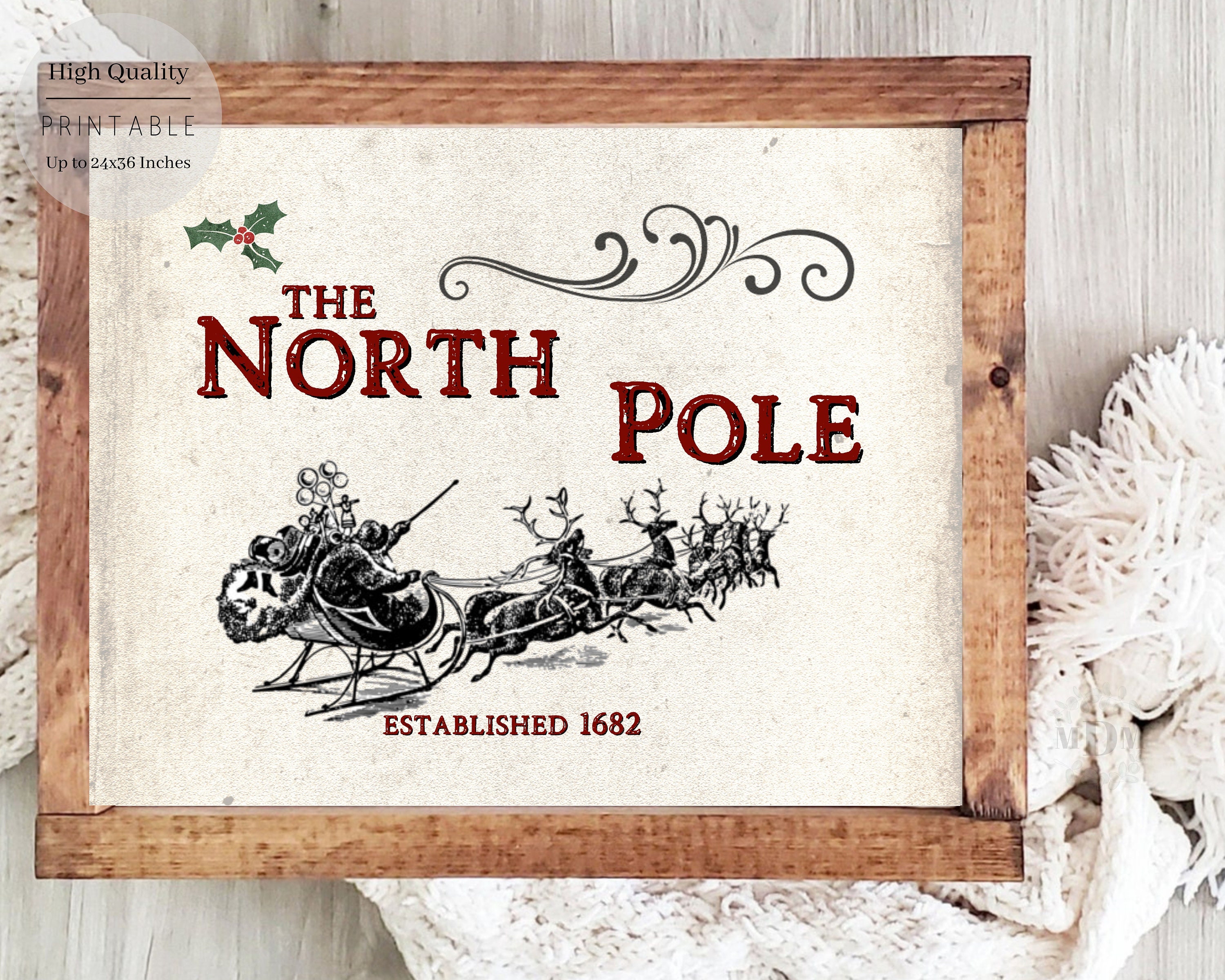 Christmas Printablethe North Pole Christmas Wall | Etsy