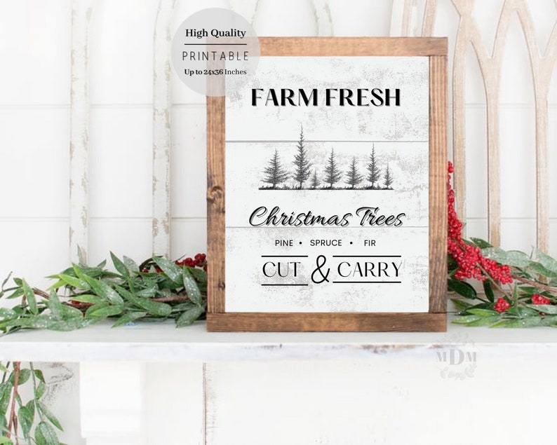 Christmas Printable Farm Fresh Christmas Tree Sign Christmas - Etsy