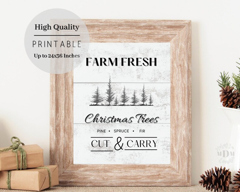Christmas Printable Farm Fresh Christmas Tree Sign Christmas - Etsy