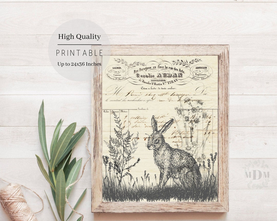 Easter Printable Wall Art Bunny Print Easter Decor Easter Art Happy ...