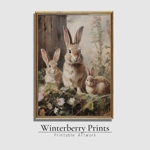 Easter Printable-vintage Rabbit Painting-vintage Easter Prints-antique ...