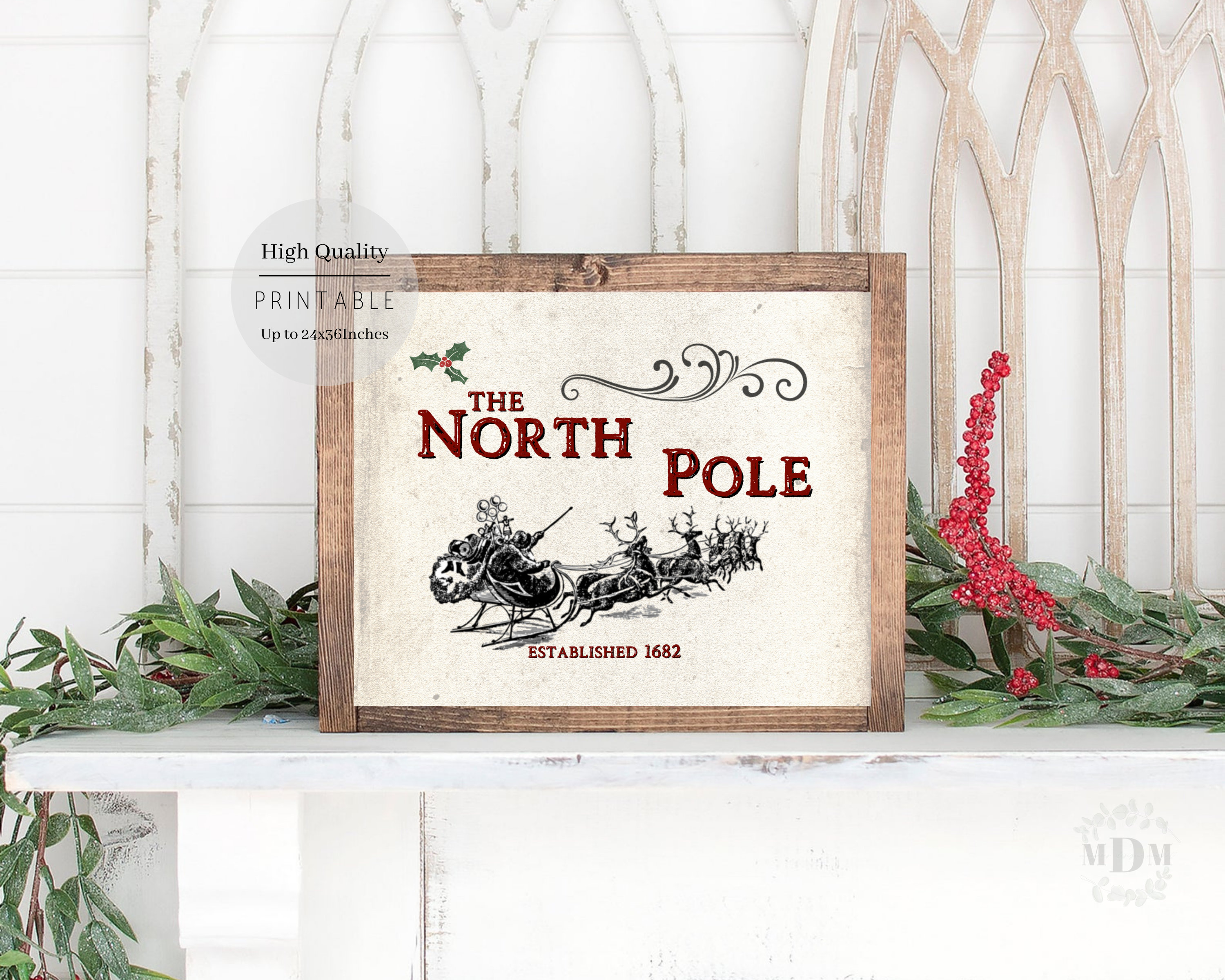 Christmas Printablethe North Pole Christmas Wall | Etsy