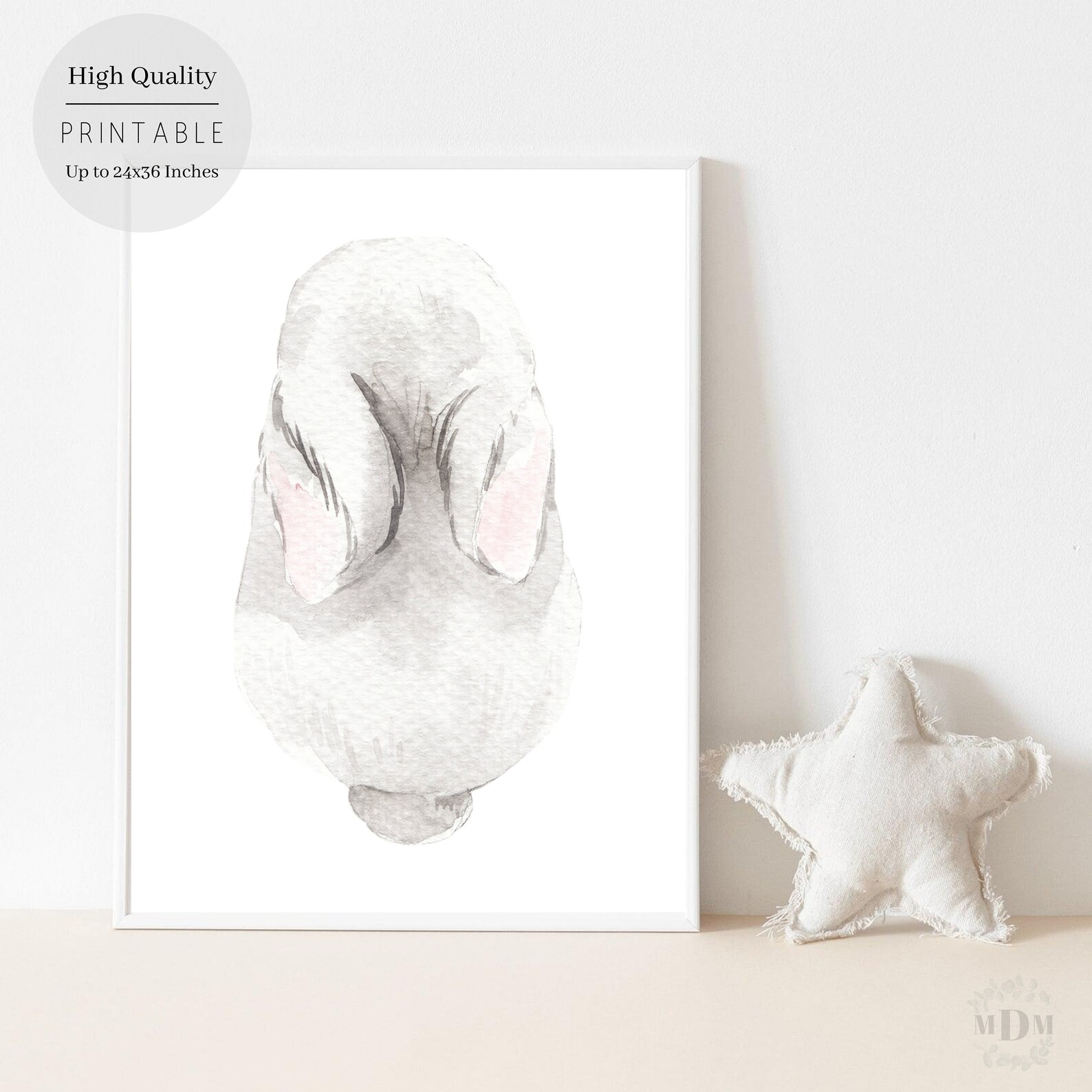 Bunny Print Set of 2 Nursery Wall Art Decor Bunny Rabbit | Etsy