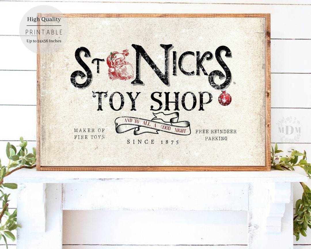 Christmas Printable, Rustic Christmas Wall Decor, Santa's Toy Shop ...