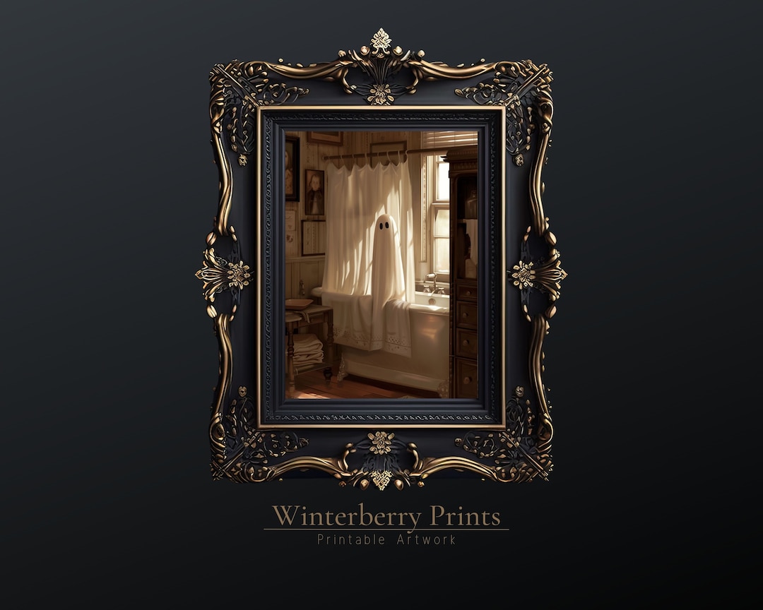 Ghost in Bath Tub, Ghost Art Print, Ghost Bathroom, Ghost Painting ...