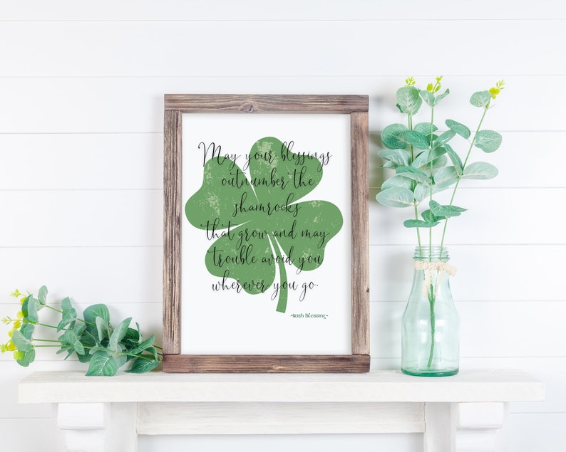 St. Patrick's Day Blessing Printable: Shamrock Wall Art (digital ...