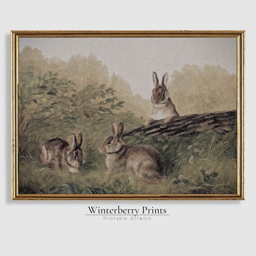 Easter Printable-vintage Rabbit Painting-vintage Easter - Etsy