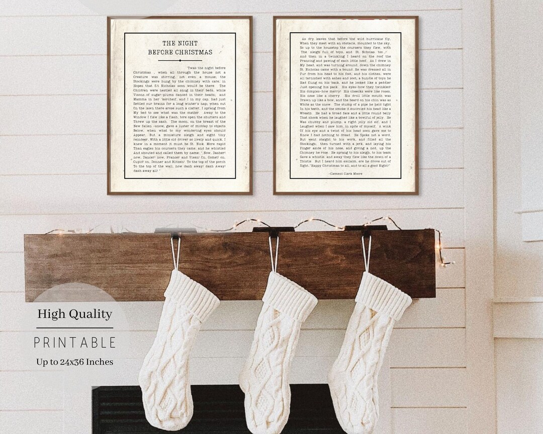 Christmas Printable, Twas the Night Before Christmas Set of 2 Printable ...