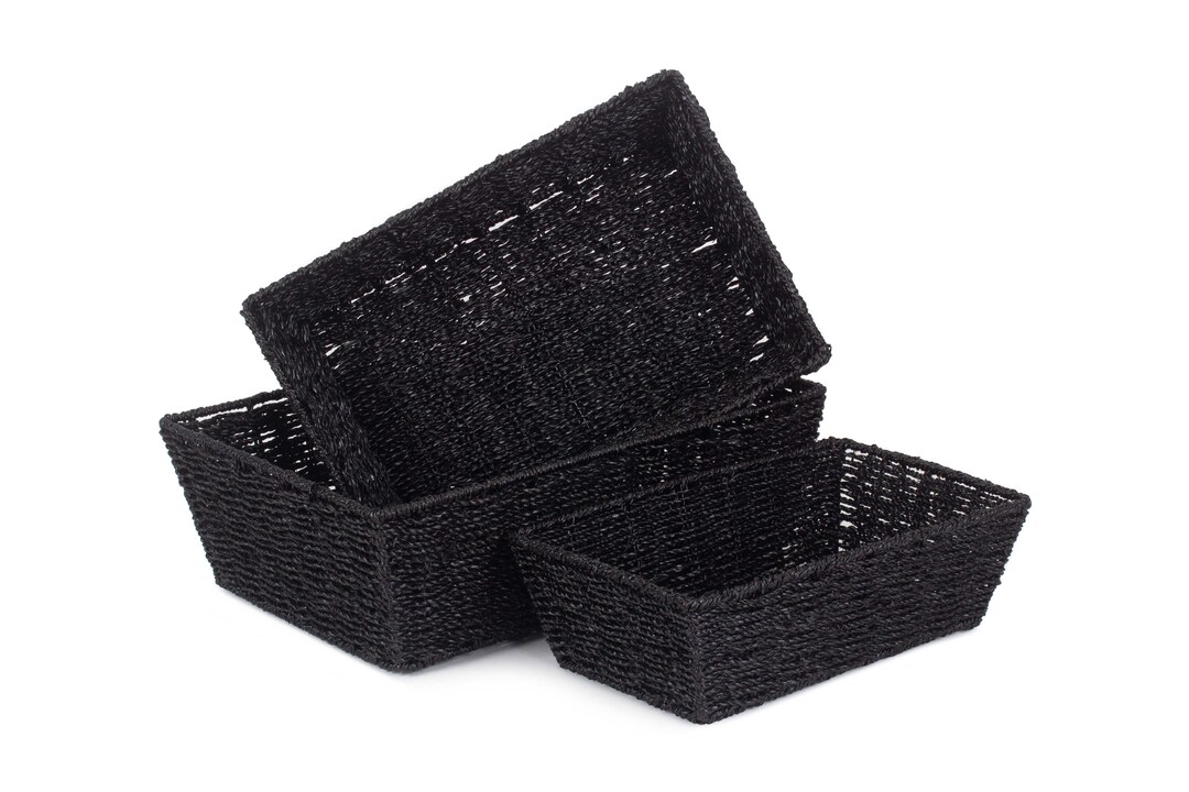 Storage Trays - Black Paper Rope Baskets in 3 Sizes - Etsy UK