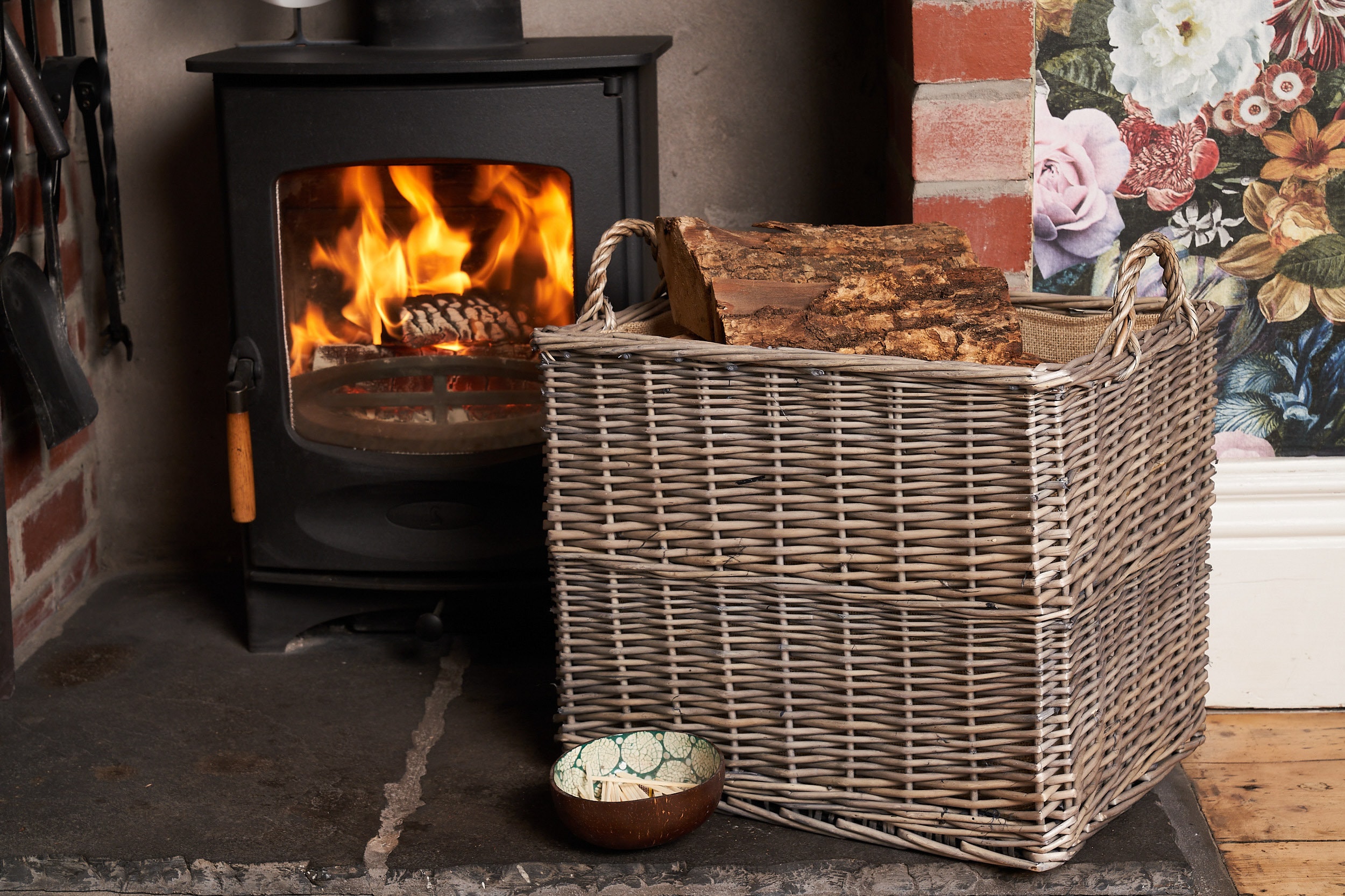 Log Basket Wicker Storage Basket With Lining in 3 Sizes - Etsy UK