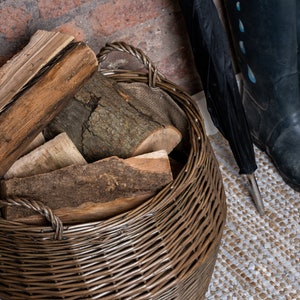 Log Basket Small Round Wicker Baskets in 2 Sizes - Etsy