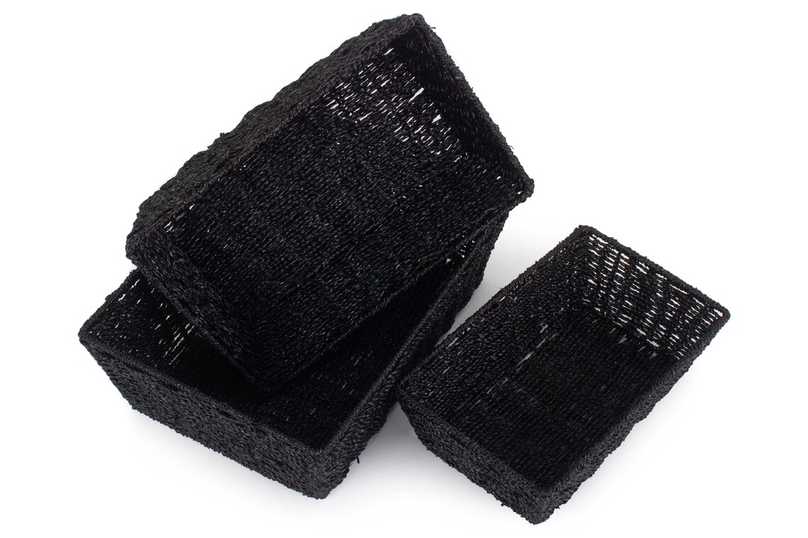Storage Trays - Black Paper Rope Baskets in 3 Sizes - Etsy UK