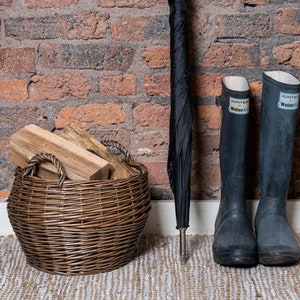 Log Basket Small Round Wicker Baskets in 2 Sizes - Etsy