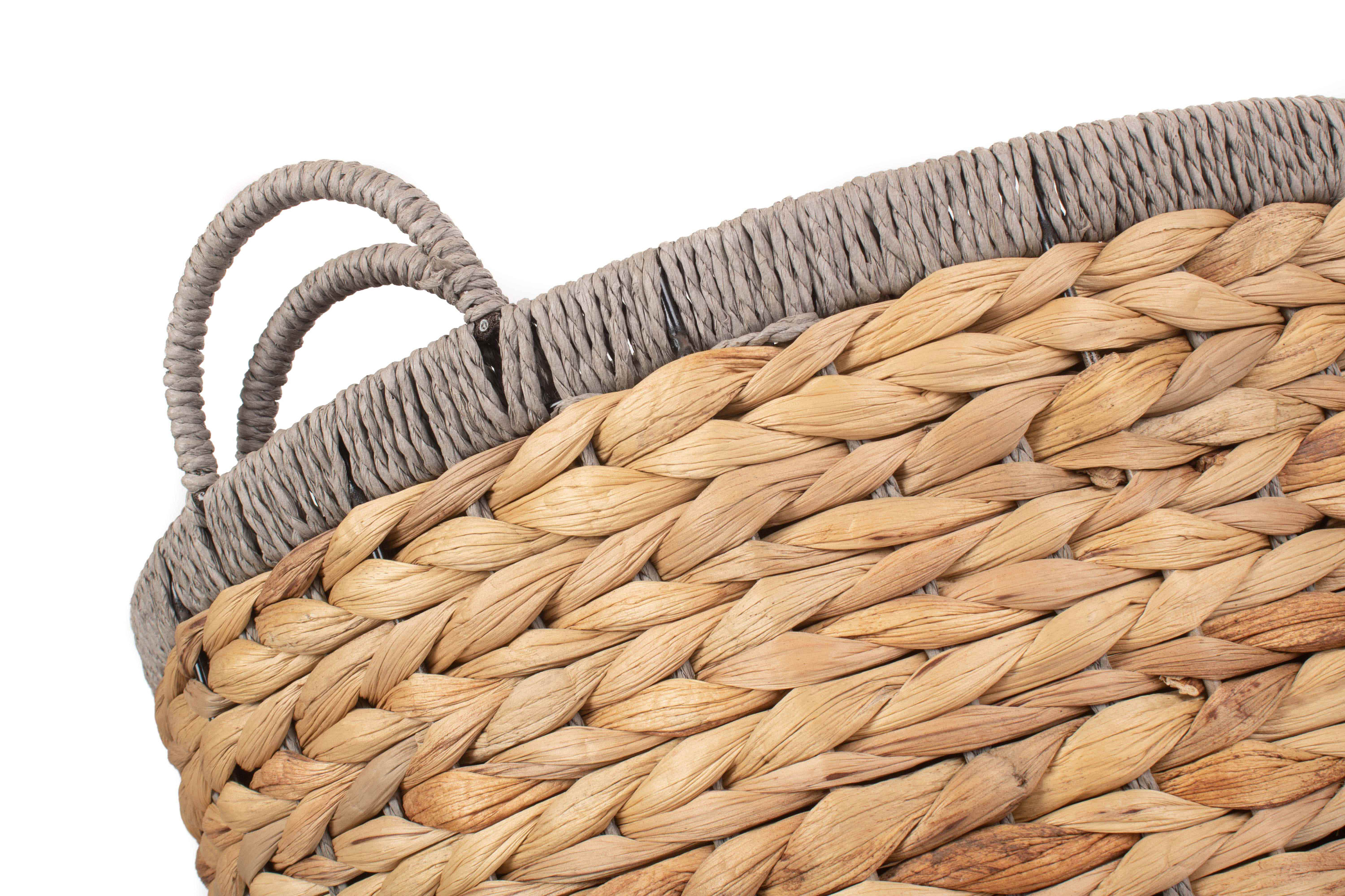 Large Storage Basket Round - Water Hyacinth With Grey Border - Etsy UK