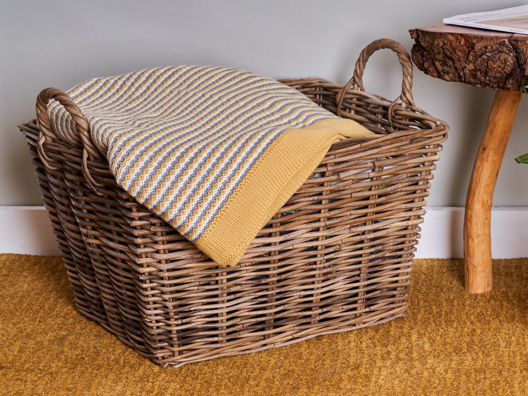 Log Basket - Premium Rattan Basket With Handles - Etsy