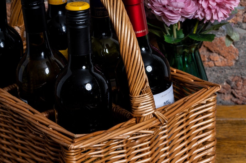 Wine Basket - Steamed Wicker Bottle Carrier in 3 Sizes - Etsy