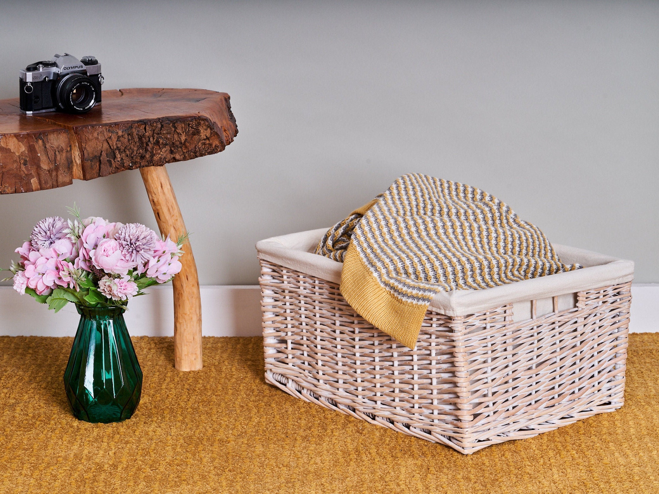 Storage Basket White Wicker Baskets in 4 Sizes | Etsy